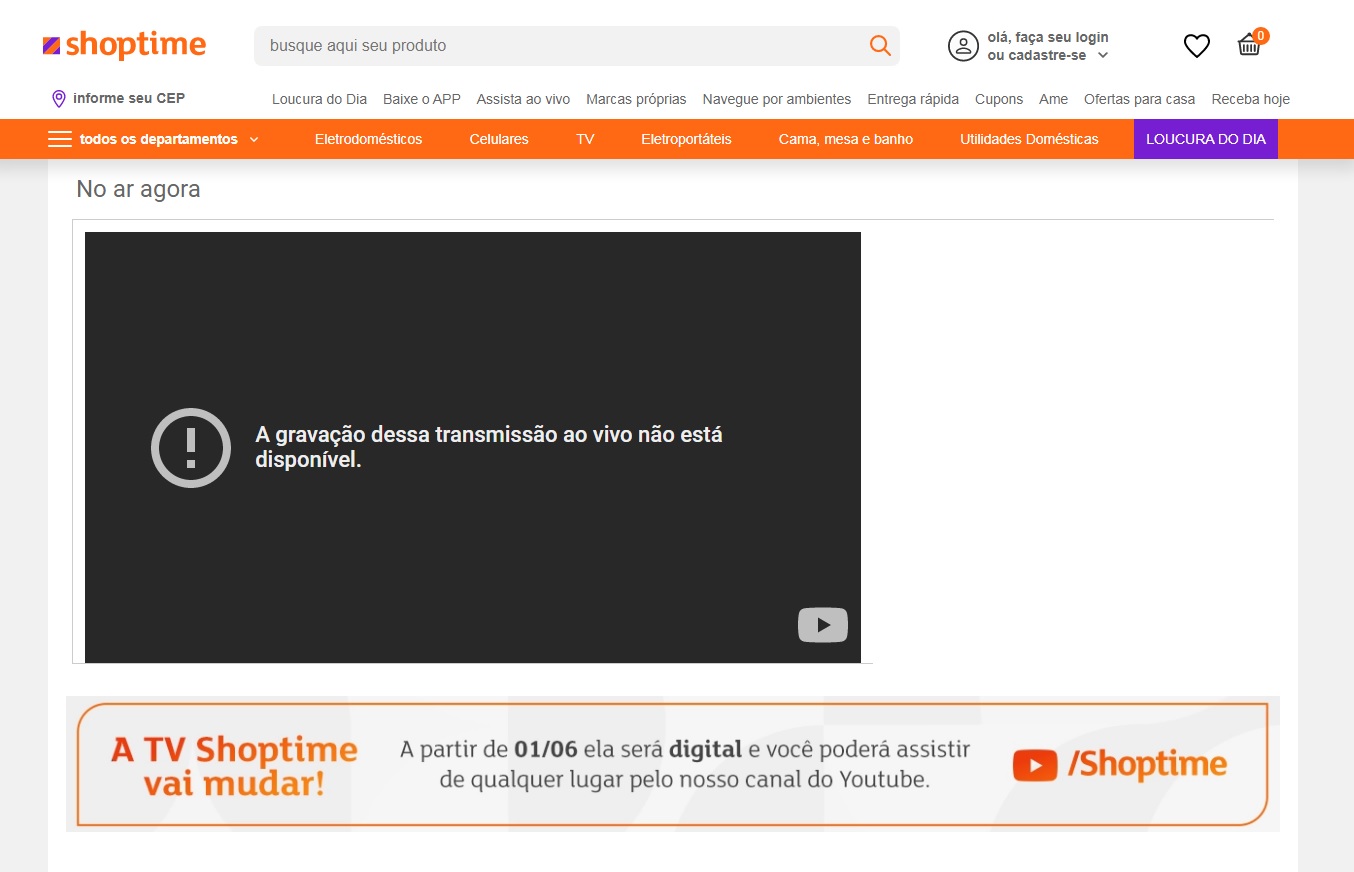 SHOPTIME PASSA A SER APENAS VIA INTERNET – RODRIGO F. RADIODIFUSÃO